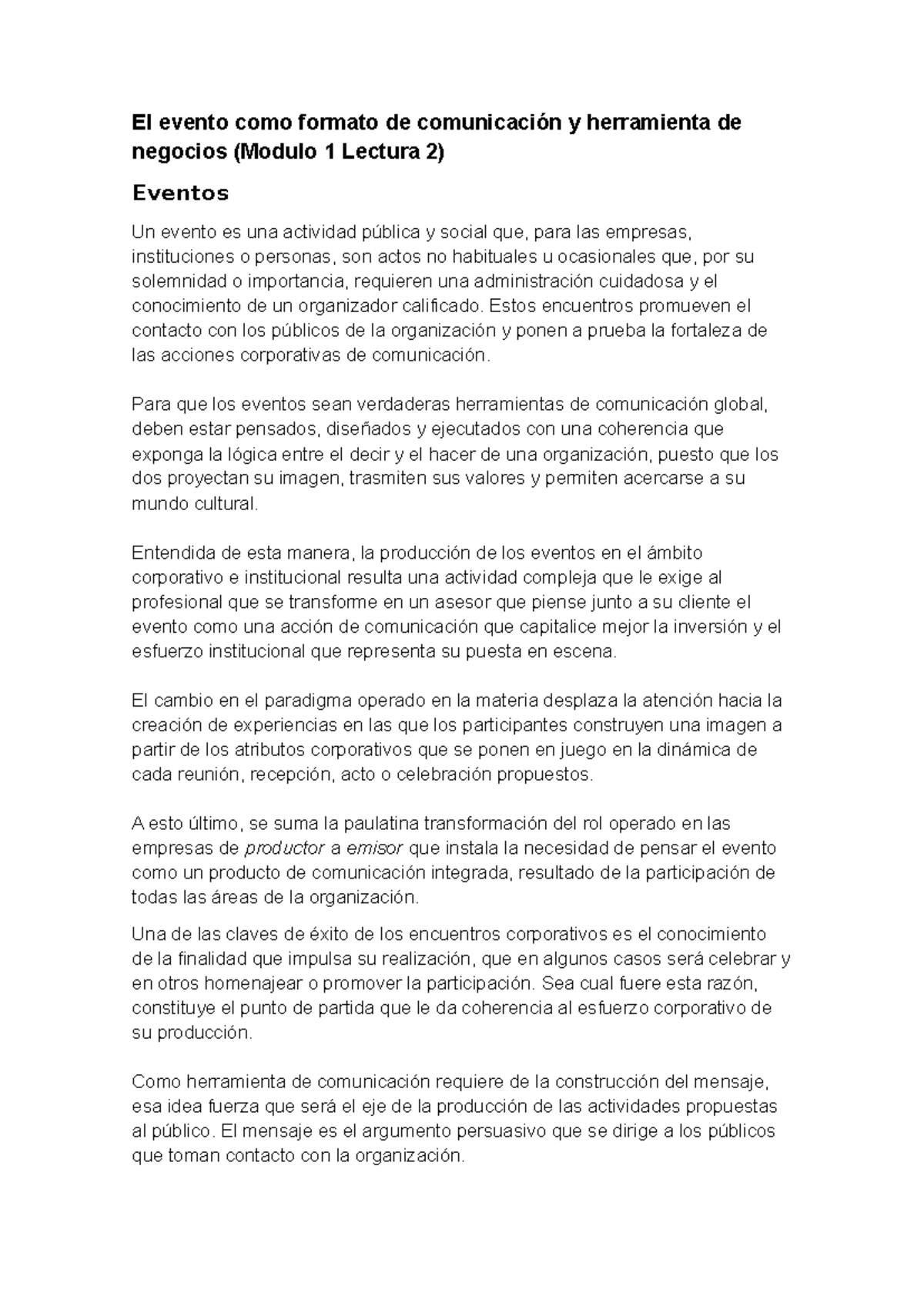 Eventos ceremonial y protocolo M1 L2 - El evento como formato de ...