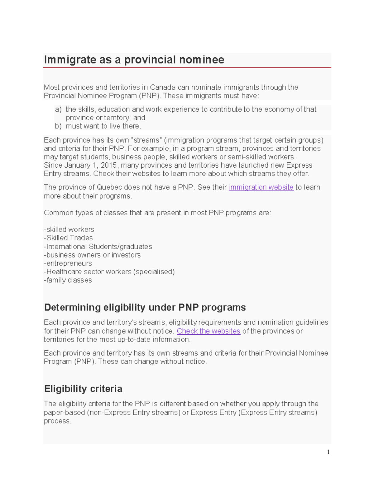 5 PNP process - PNP - Immigrate as a provincial nominee Most provinces ...