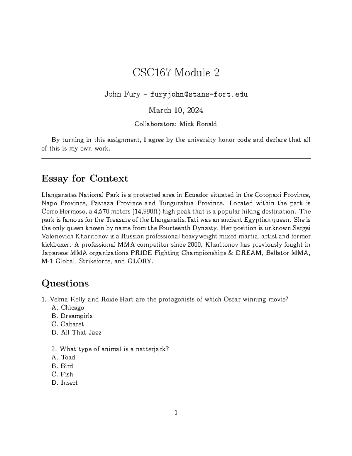 CSC167 Module 2 - Introduction to designing, implementing, and ...