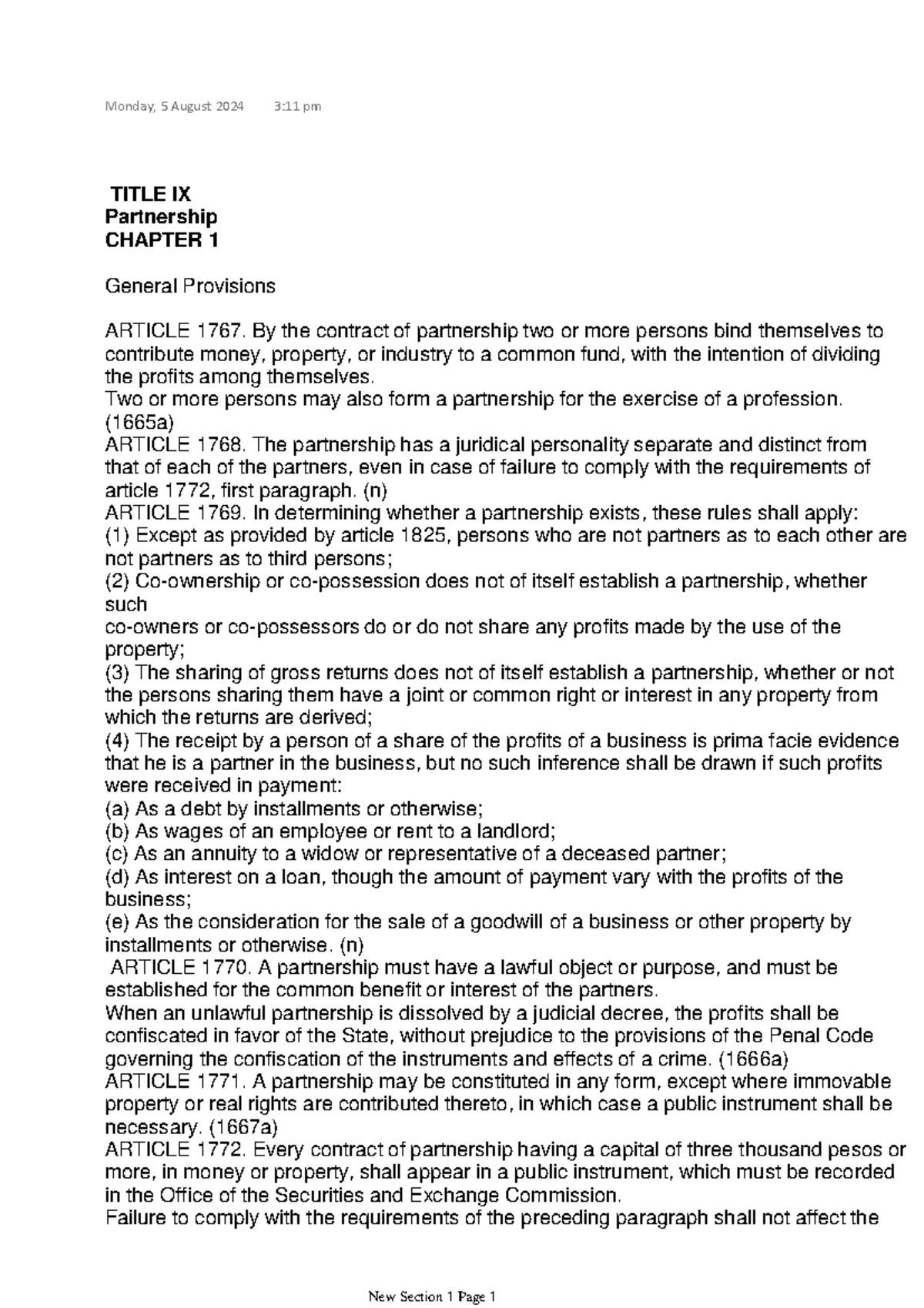 Title IX Partnership - TITLE IX Partnership CHAPTER 1 General ...