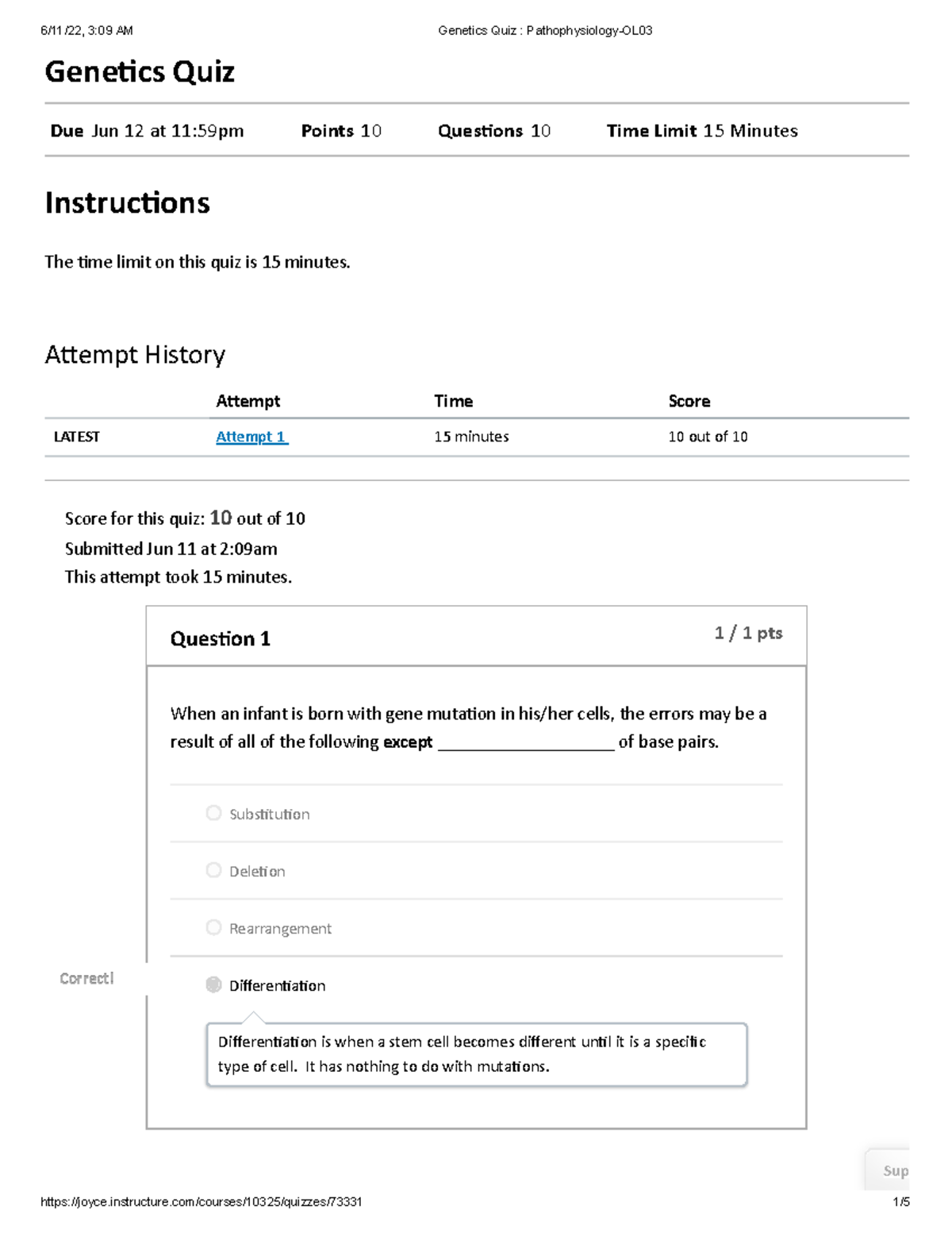 Genetics Quiz Pathophysiology-OL03 - Genecs Quiz Due Jun 12 at 11:59pm ...