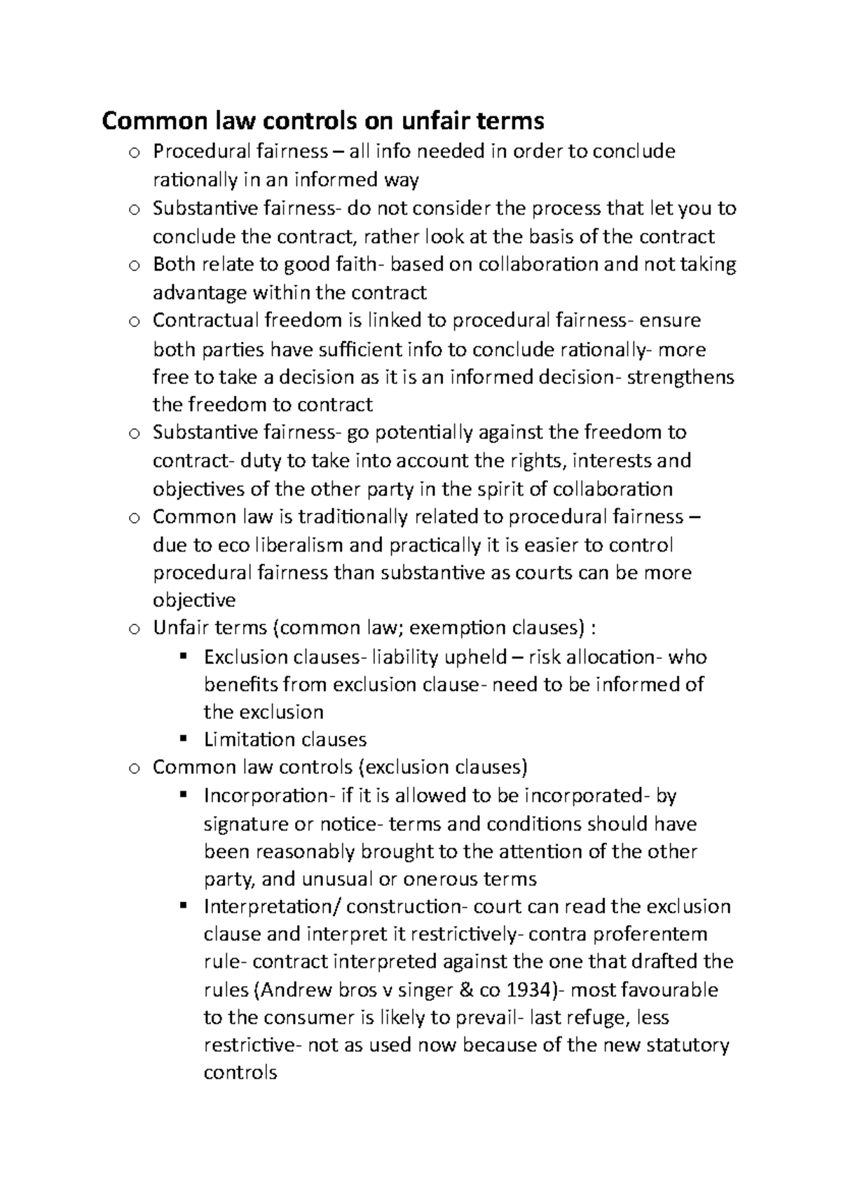 Common law controls on unfair terms - evans v andrea merzario 1976 ...