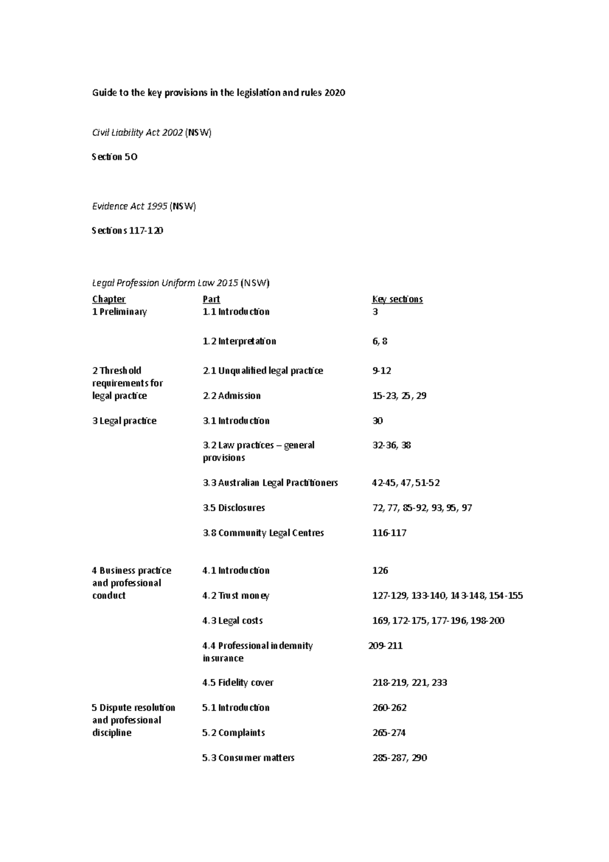 2020 key legislative provisions - Guide to the key provisions in the ...