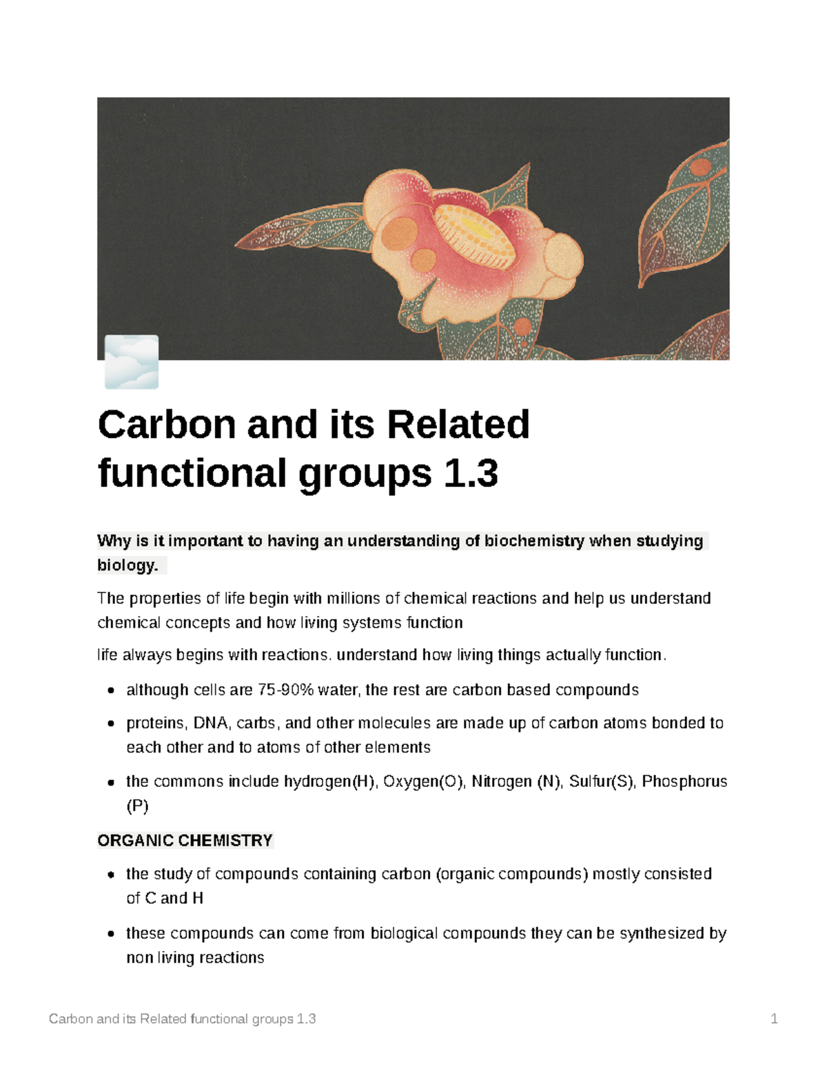 CHAPTER 1.3 Carbon and its Related functional groups - Carbon and its ...