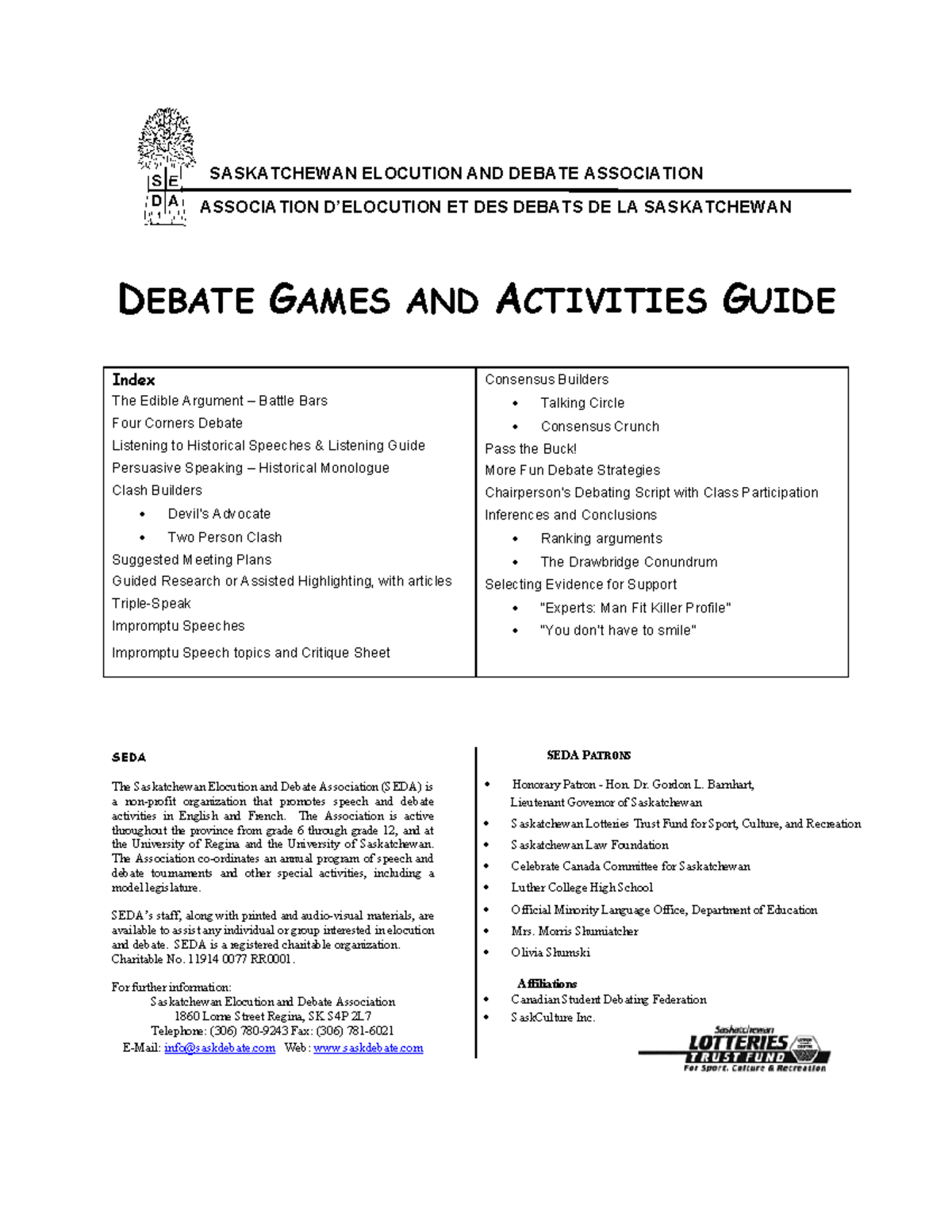 2007 gamesandactivitiesguide - DEBATE GAMES AND A CTIVITIES GUIDE Index ...