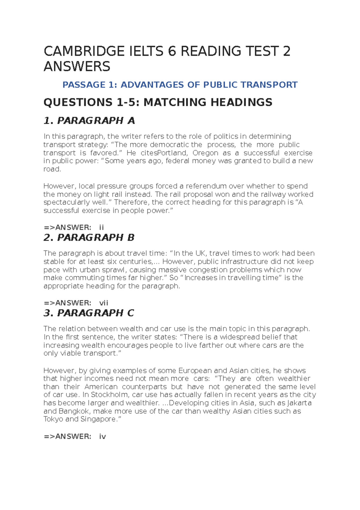 Cambridge Ielts 6 Reading TEST 2 Answers CAMBRIDGE IELTS 6 READING