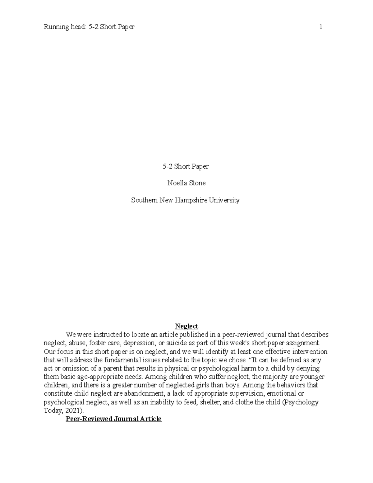 5-2 Short Paper - assignment - Running head: 5-2 Short Paper 1 5-2 ...