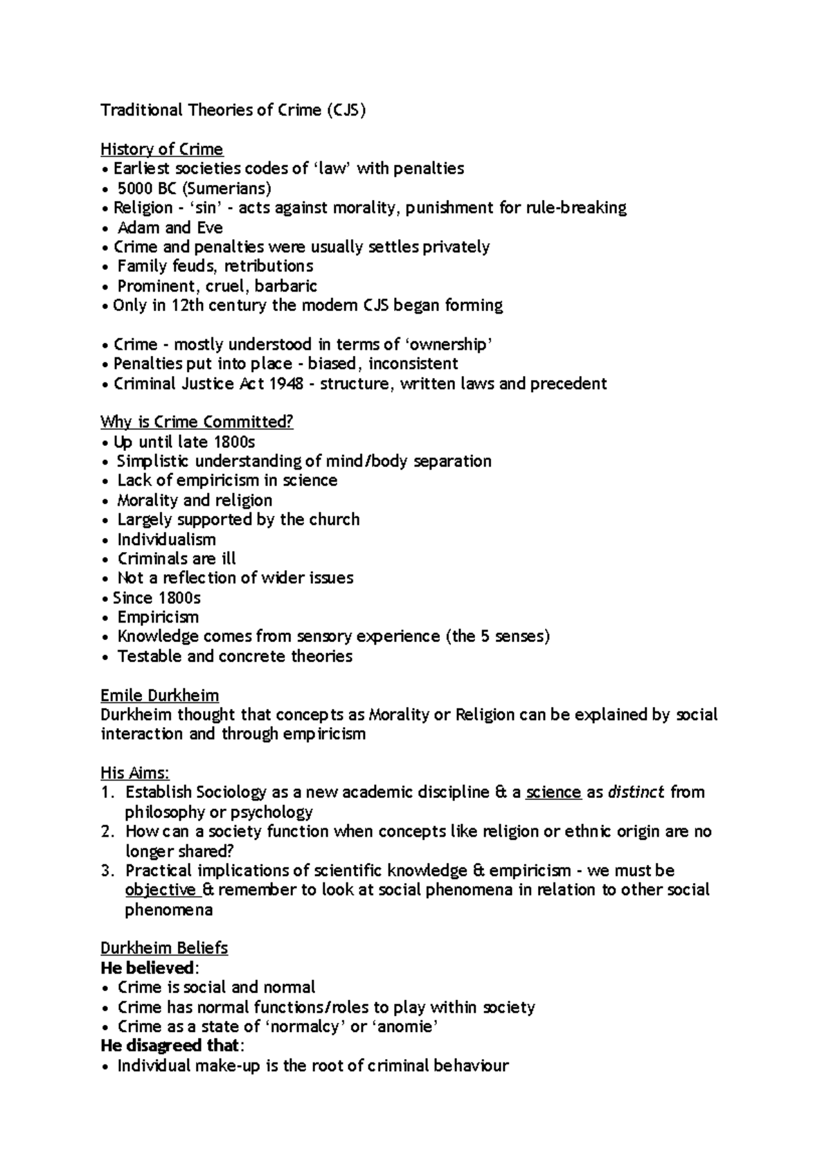 Traditional Theories of Crime - Crime and Society Crime is a normal ...