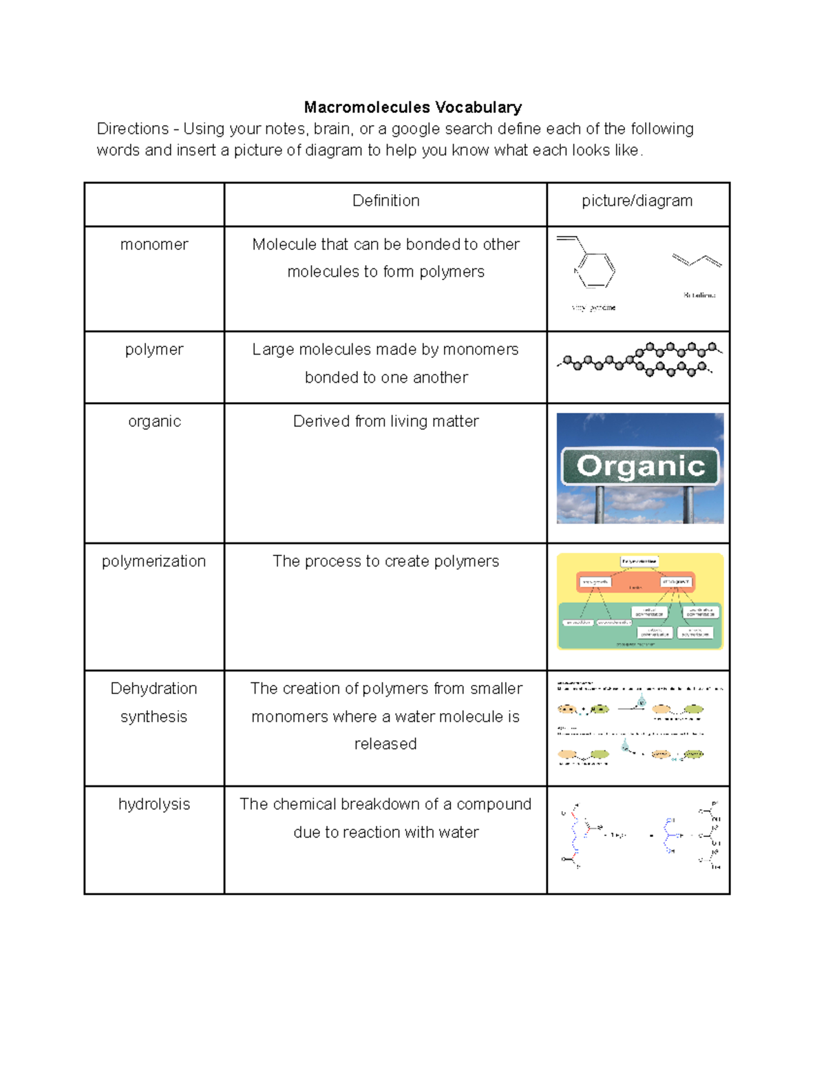 Copy of Ali Asfar - Macromolecules Vocabulary - 12950862 ...