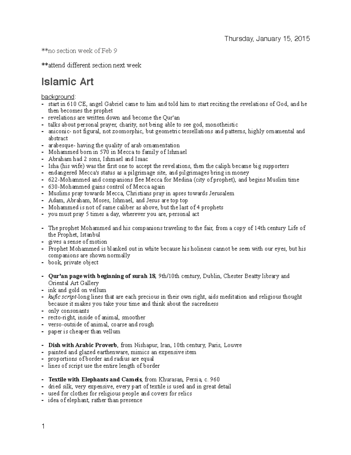 AHI 1B lec 4 - Lecture notes 4 - Thursday, January 15, 2015 **no ...