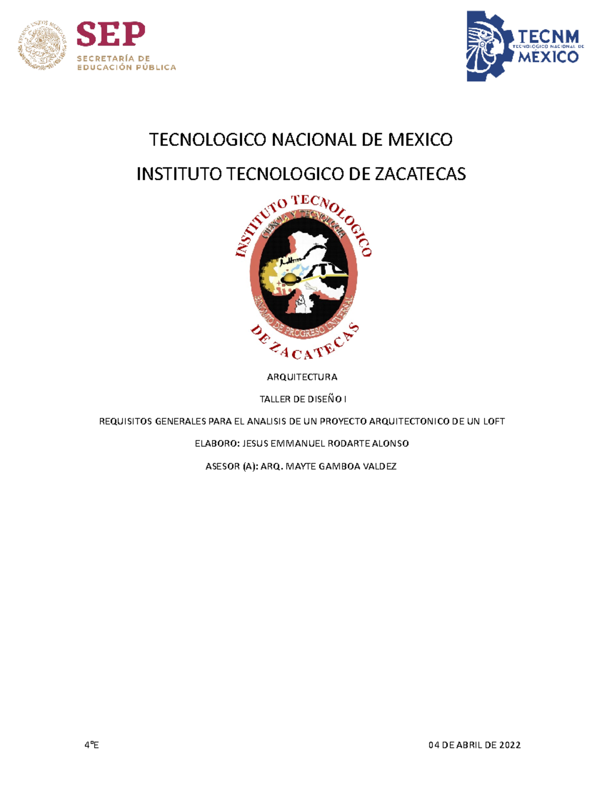 Diseño LOFT - TECNOLOGICO NACIONAL DE MEXICO INSTITUTO TECNOLOGICO DE ...