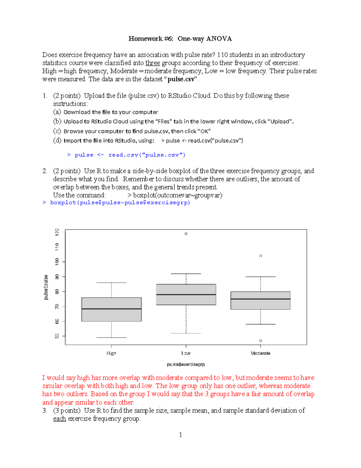 Homework 6 F23 - Homework #6: One-way ANOVA Does exercise frequency ...