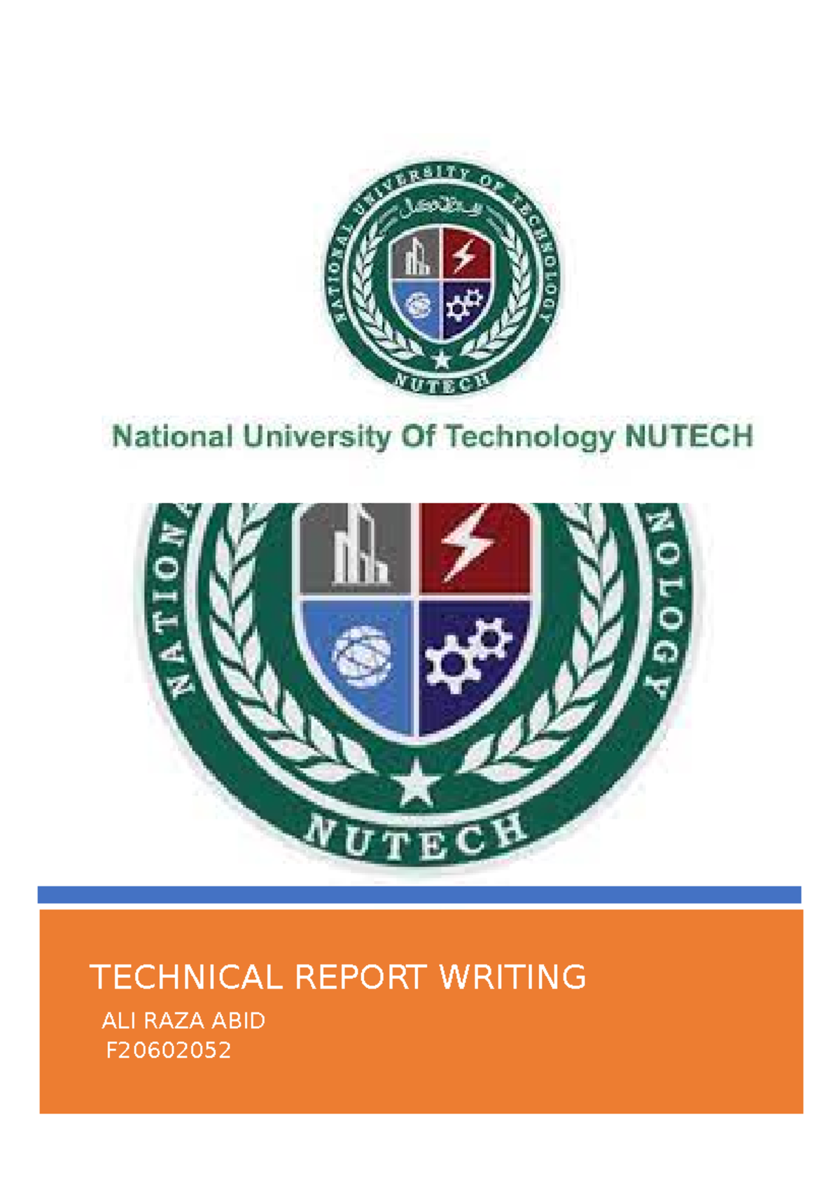 Ali raza abid f 20602052 new - TECHNICAL REPORT WRITING ALI RAZA ABID F ...