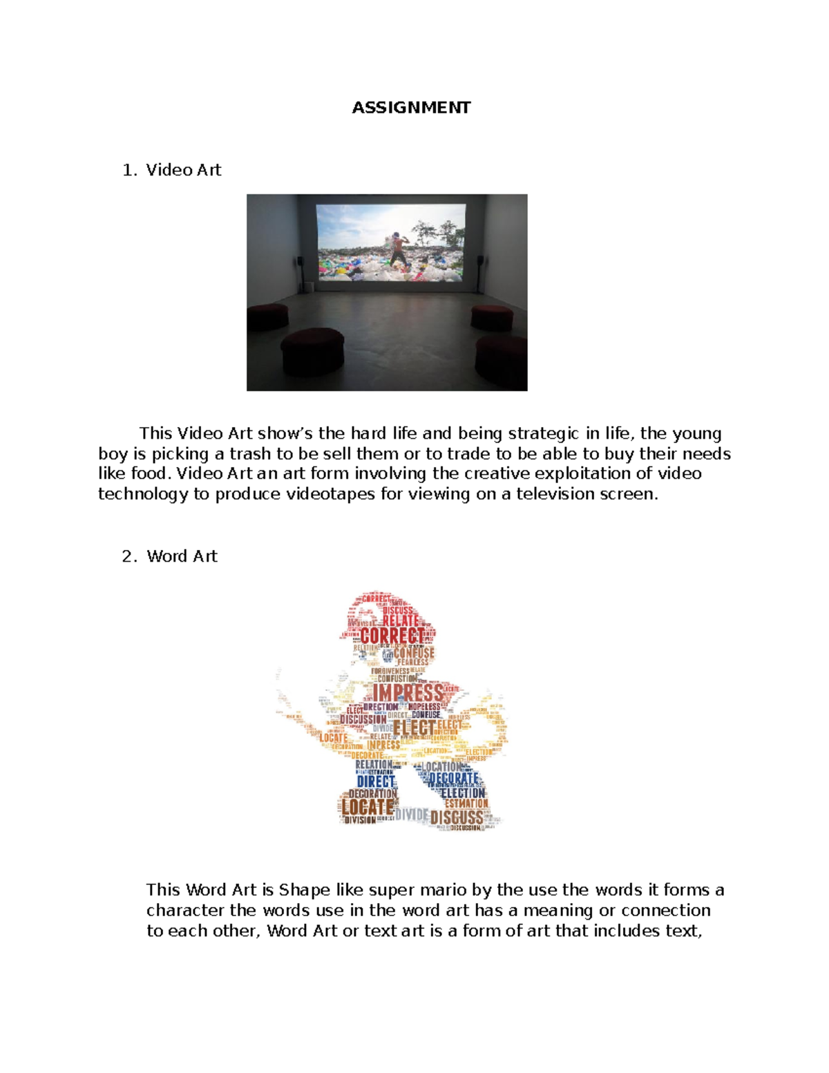 Assignment - This is very helpful - ASSIGNMENT Video Art This Video Art ...