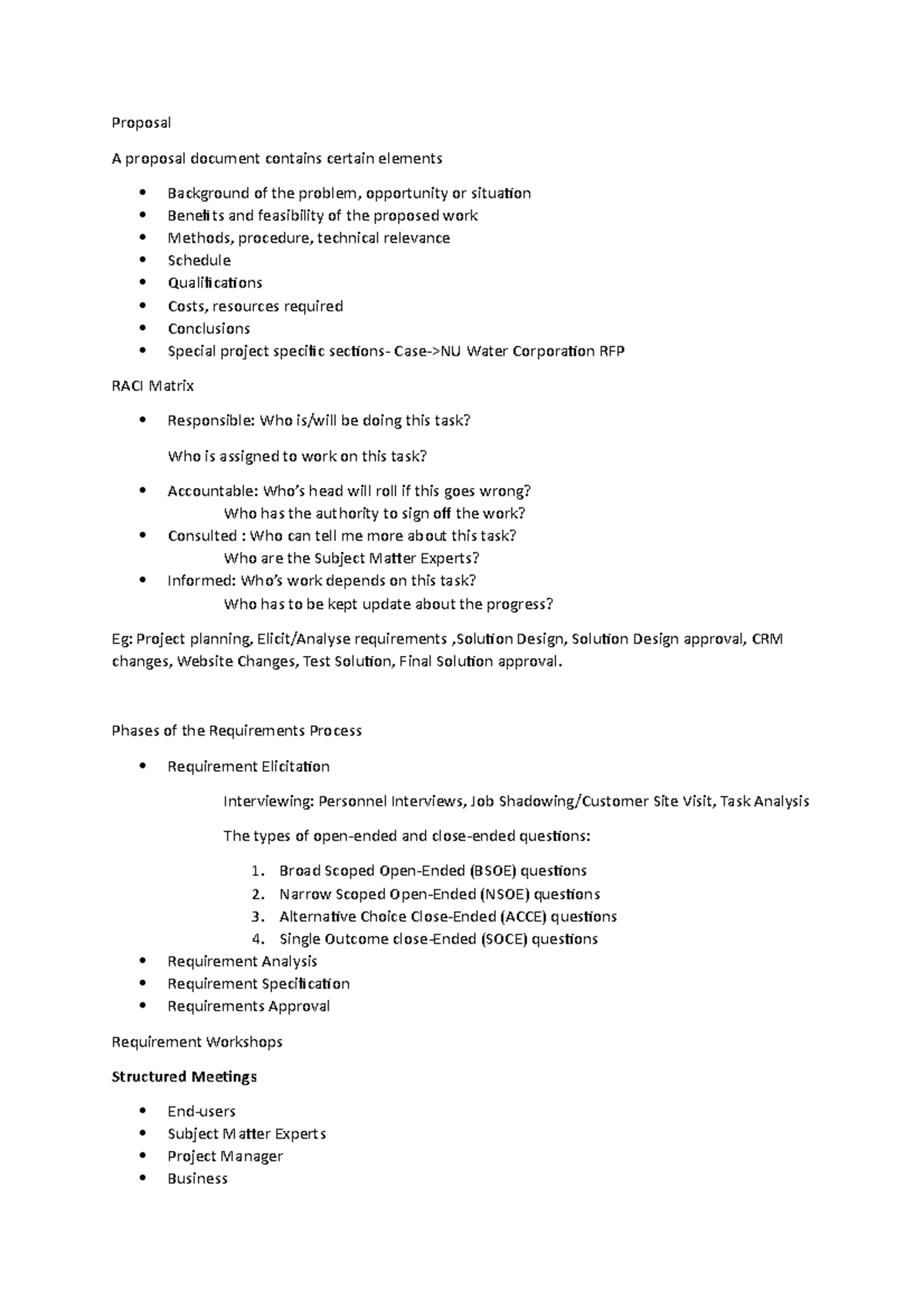 Notes - Ntes - Proposal A proposal document contains certain elements ...
