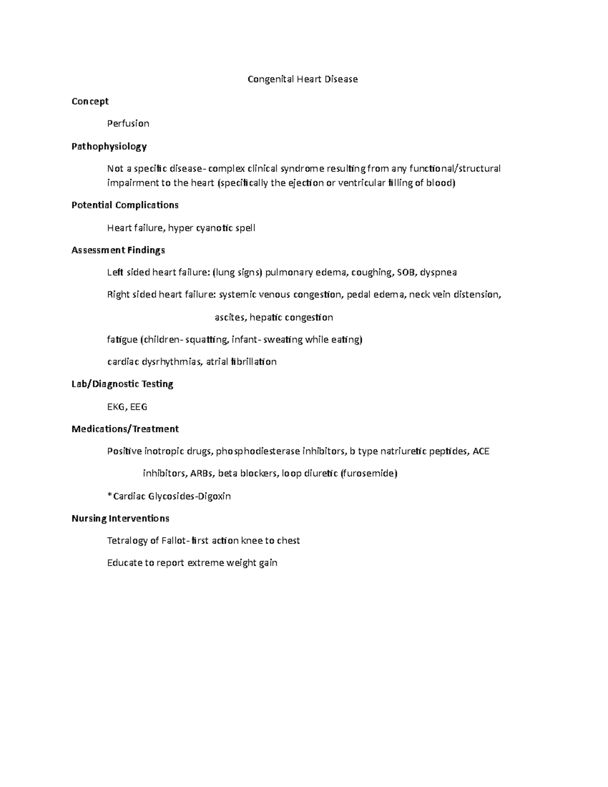 Congenital heart disease concept map - Congenital Heart Disease Concept ...
