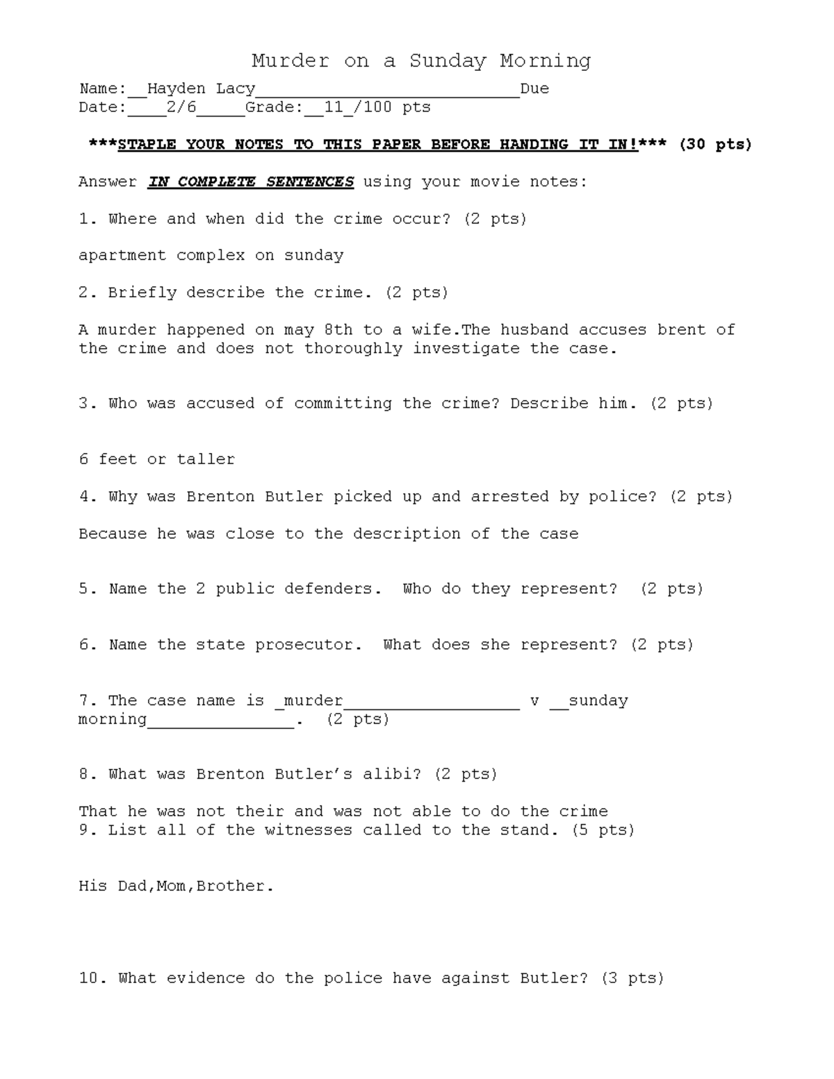 Copy of Murderona Sunday Morning Packetworksheet-1 - Name:__Hayden ...