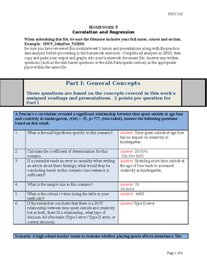 Homework Correlation and Regression Assignment Instructions - HOMEWORK: CORRELATION AND ...