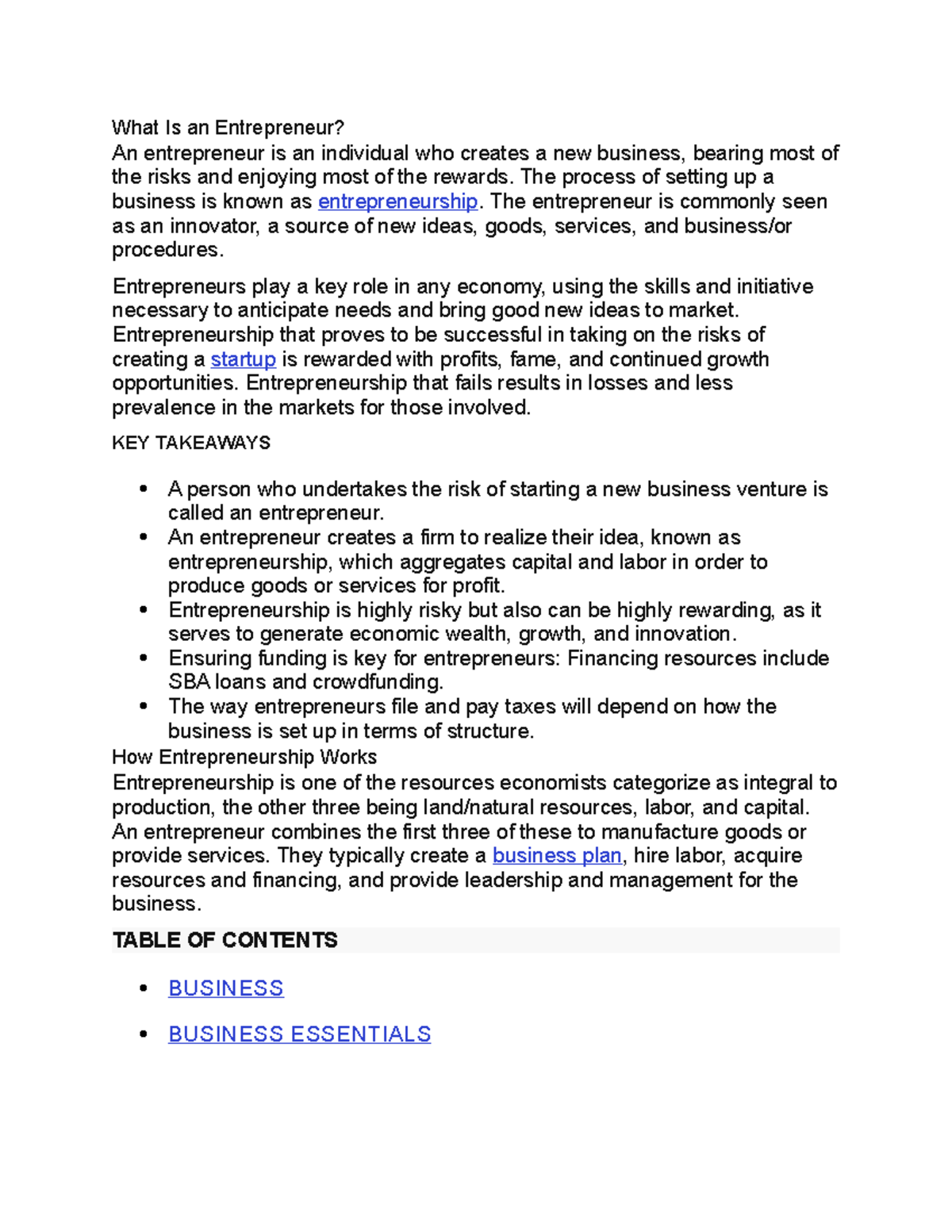 Entrepreneurship - What Is an Entrepreneur? An entrepreneur is an ...