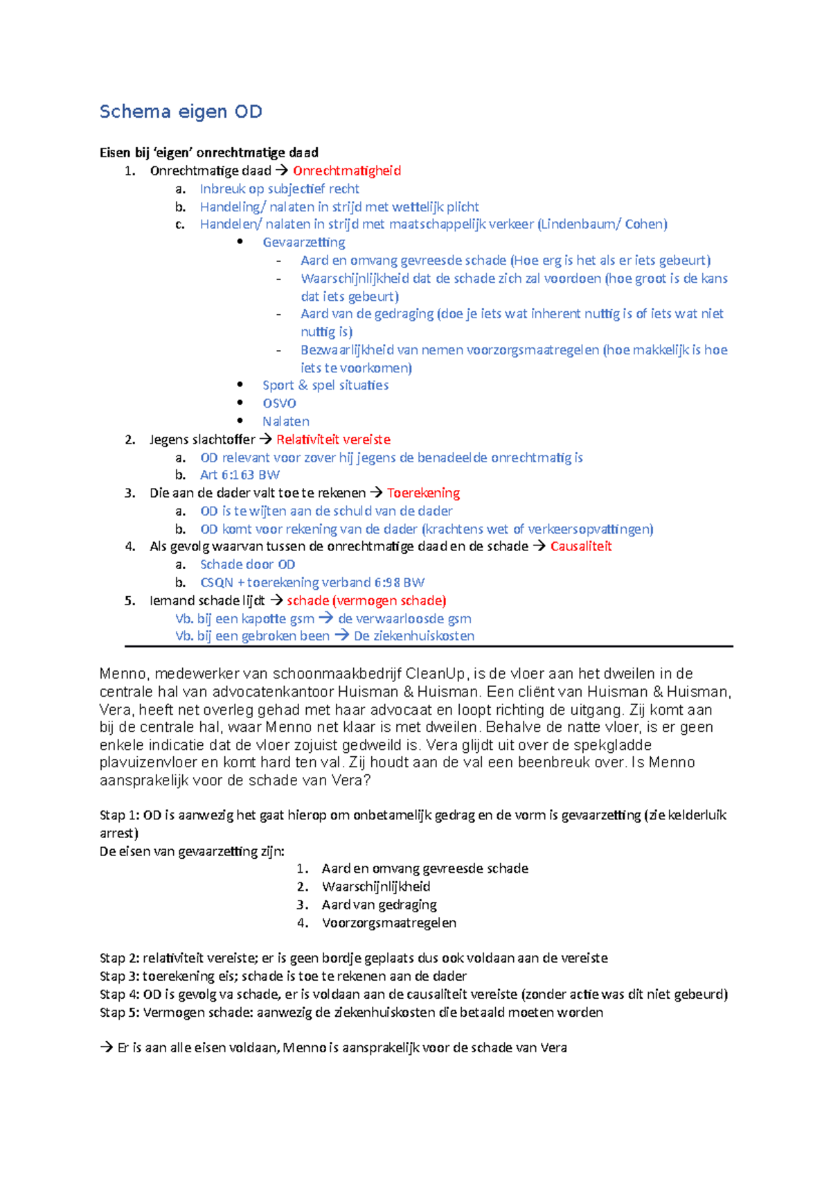 Schema eigen OD - Schema eigen OD Eisen bij ‘eigen’ onrechtmatige daad ...