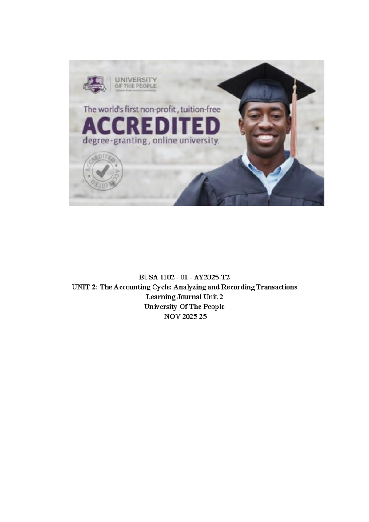 مجلة محاسبة 2٢ - Bdbdbbd - BUSA 1102 - 01 - AY2025-T UNIT 2: The ...
