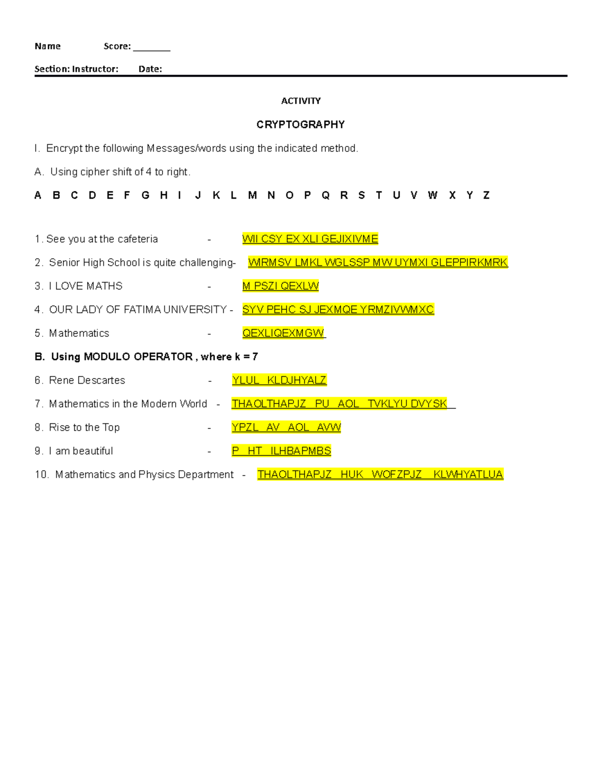 Activity - Cryptography (2)-4 (2)-1 - Name Score: _______ Section: Instructor: Date: ACTIVITY ...