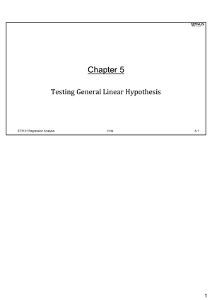 Chapter 4 Lack of Fit Test notes - 1 • We shall discuss the pure error ...