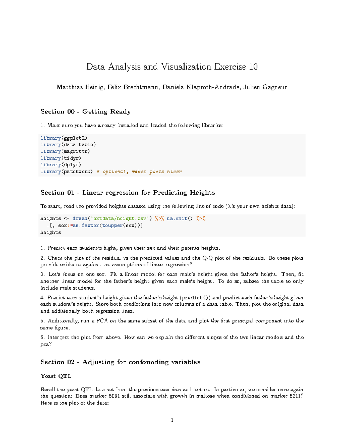 Exercise-10 übung for lecture - Data Analysis and Visualization Exercise 10 Matthias Heinig ...