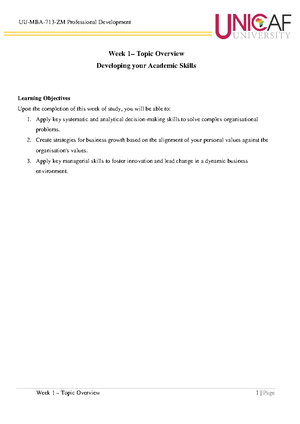 Week 2 - Topic Overview - Week 2– Topic Overview Learning and ...