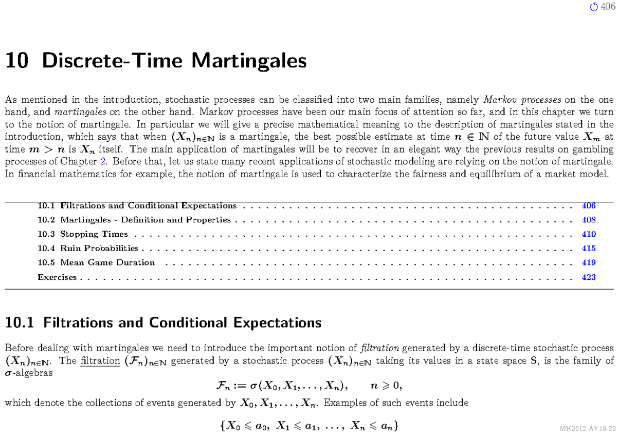 Chapter 10 - " 406 10 Discrete-Time Martingales As mentioned in the introduction, stochastic ...