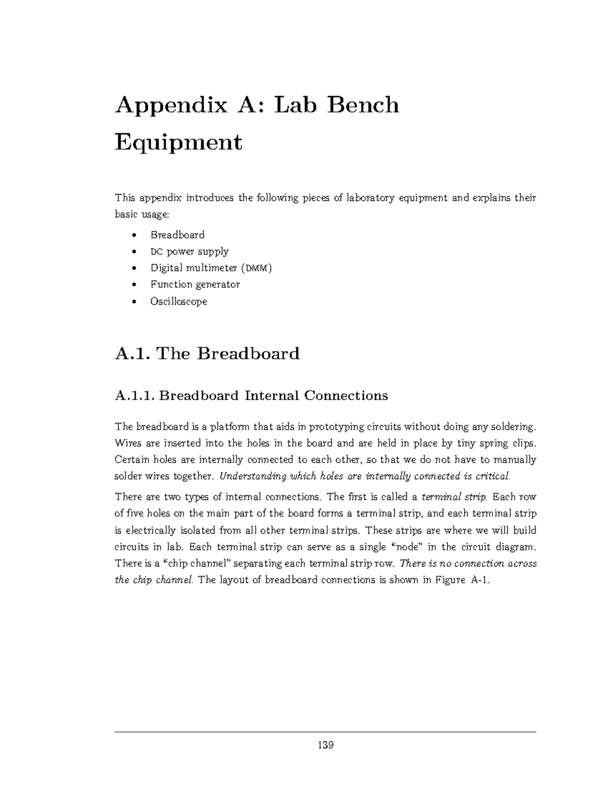 Appendix A-1 - Lab Basics - Appendix A: Lab Bench Equipment This appendix introduces the ...