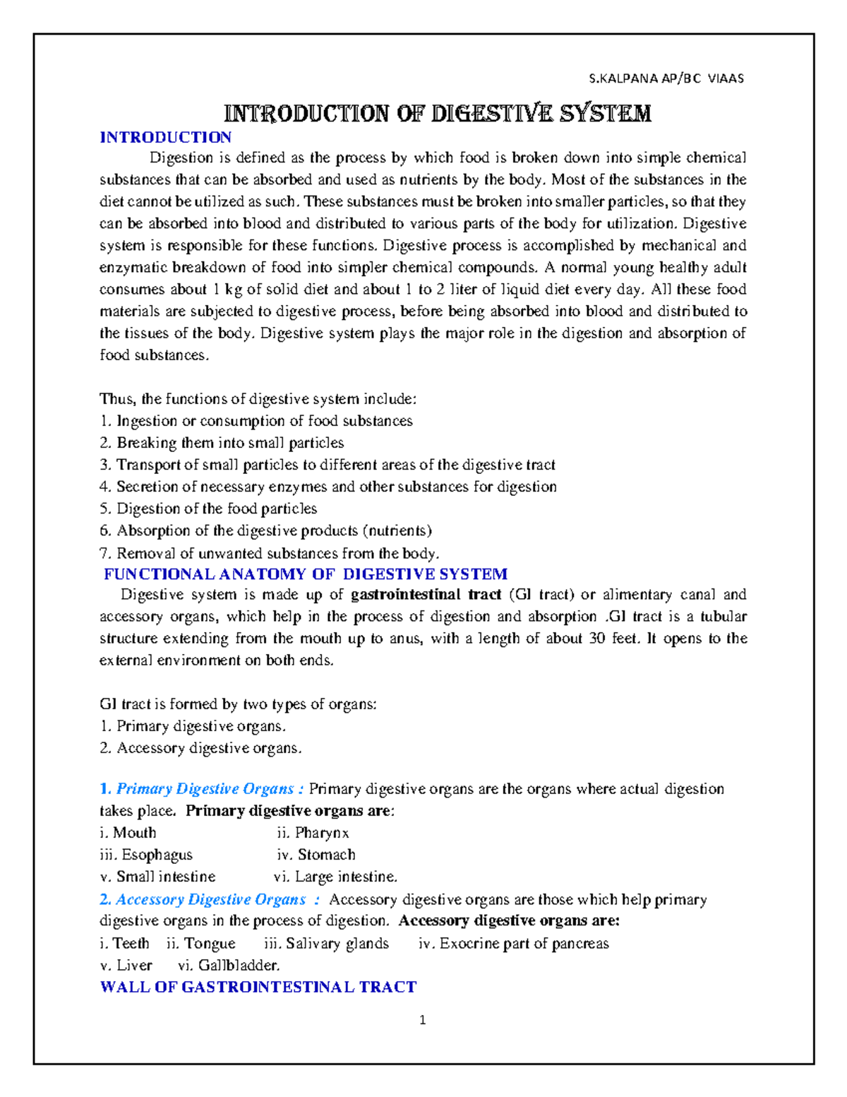 Digestive system - Introduction of Digestive System INTRODUCTION ...