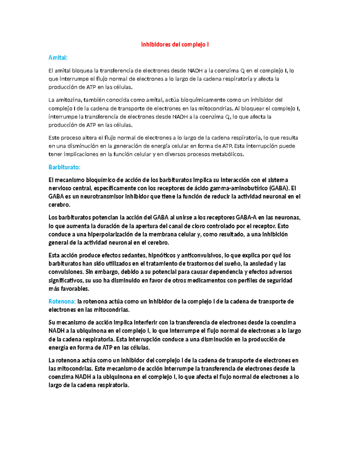 Inhibidores del complejo I - Inhibidores del complejo I Amital: El ...