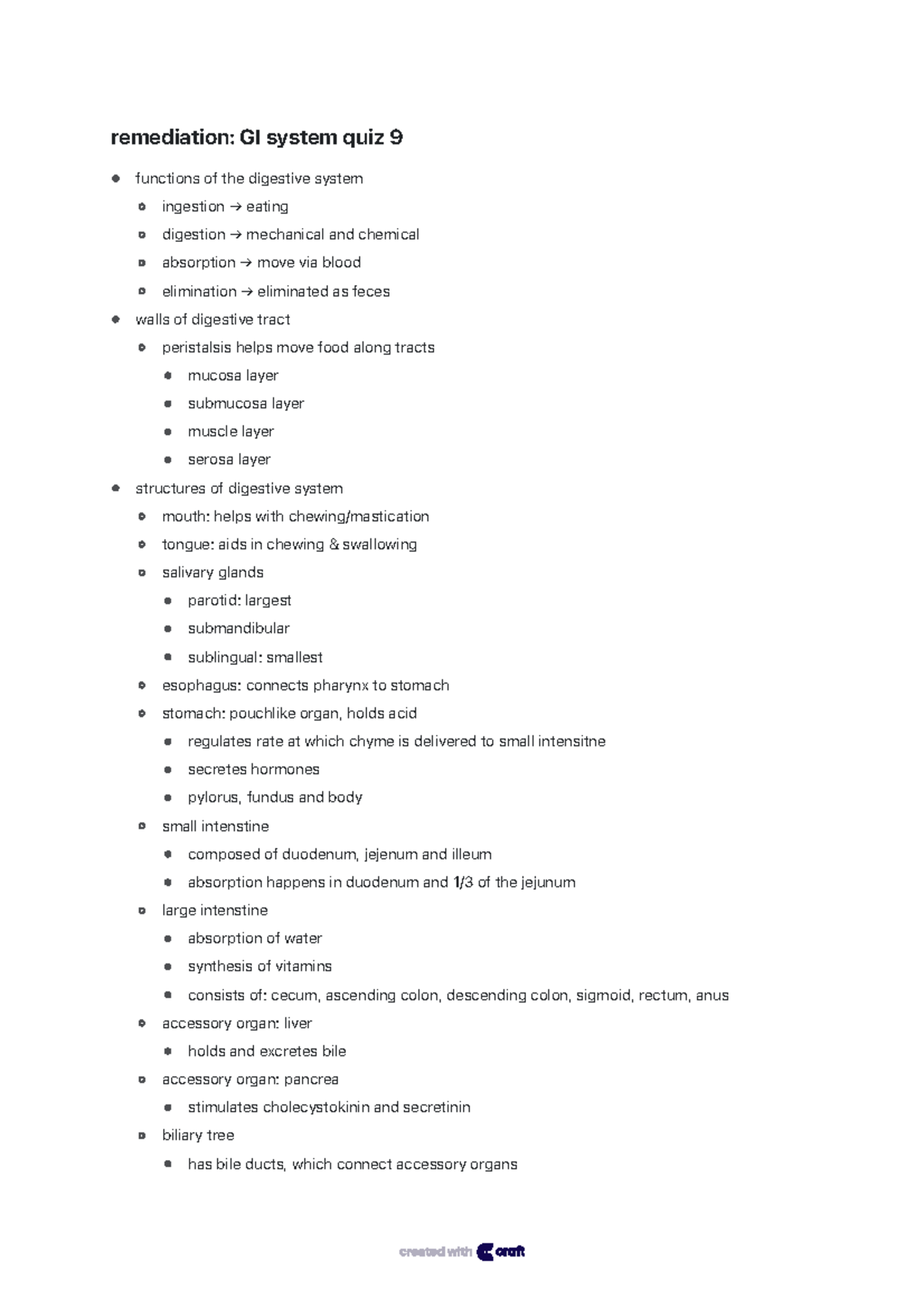Remediation GI system quiz 9 - Studocu