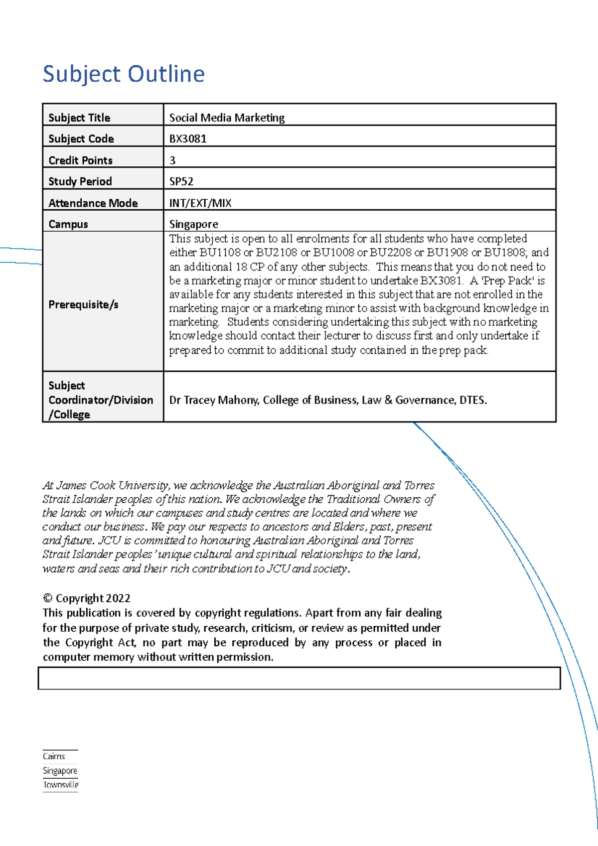 SO BX3081 SP52 2022 v3 - Subject Outline - Subject Outline Subject ...