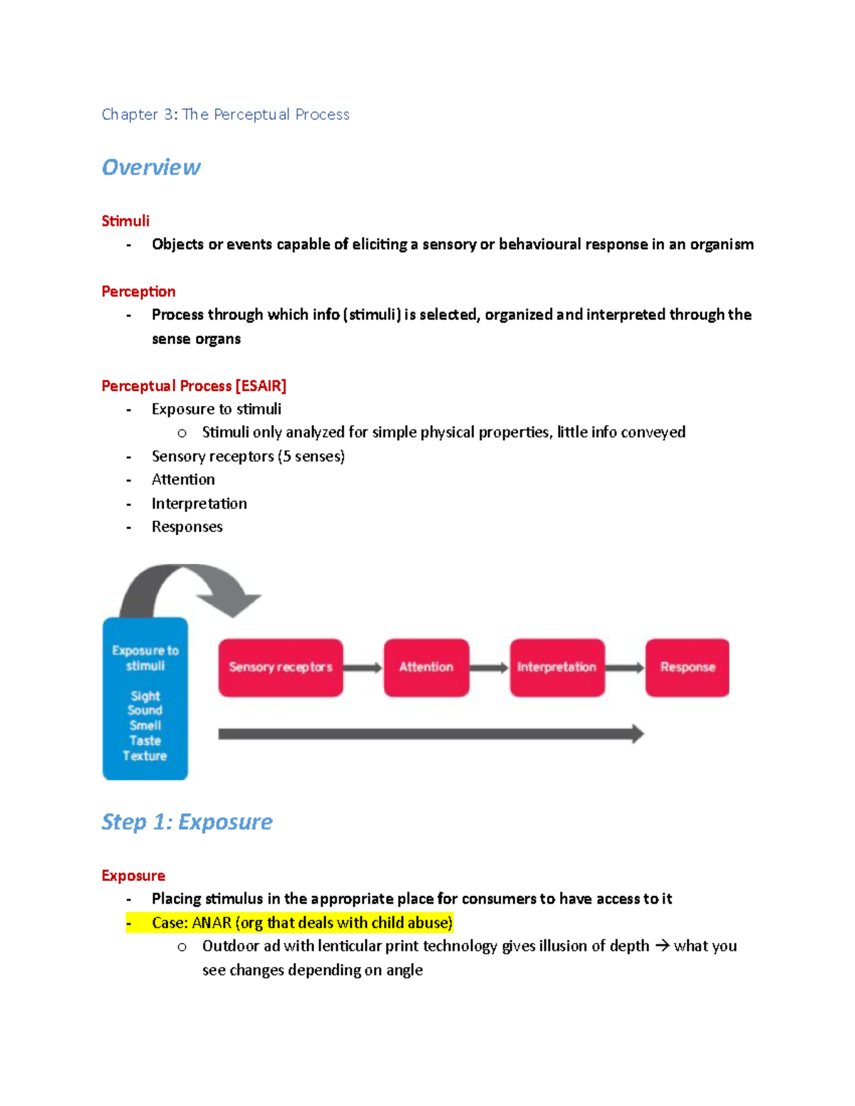 BUS 347 Ch 3 Notes - Chapter 3: The Perceptual Process Overview S