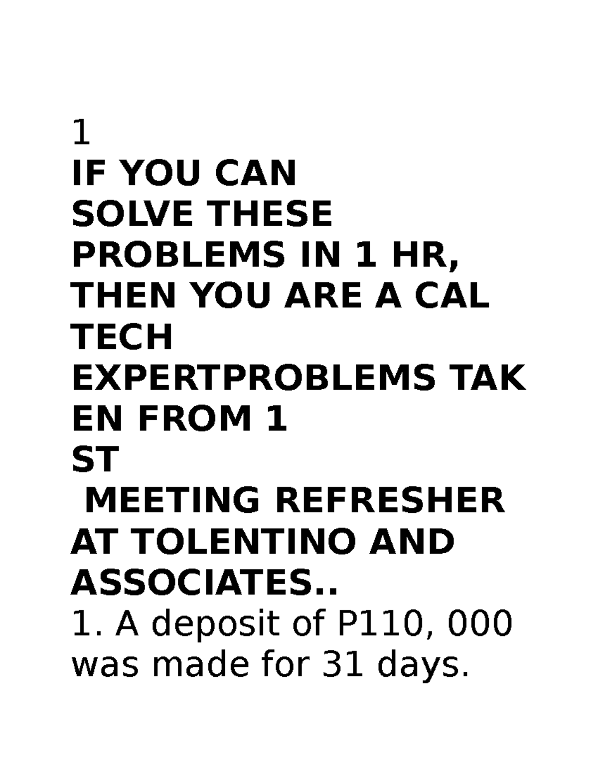 Pdfcoffee - N/A - 1 IF YOU CAN SOLVE THESE PROBLEMS IN 1 HR, THEN YOU ARE A CAL TECH ...