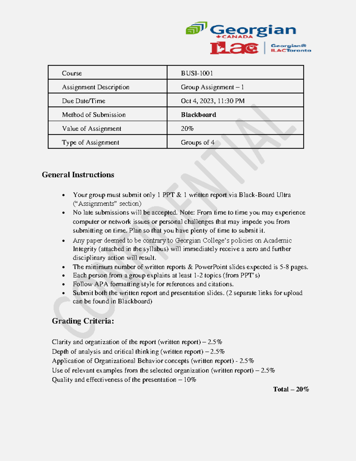 Assignment 1 Assignment General Instructions Your Group Must Submit Only 1 Ppt And 1 Written 