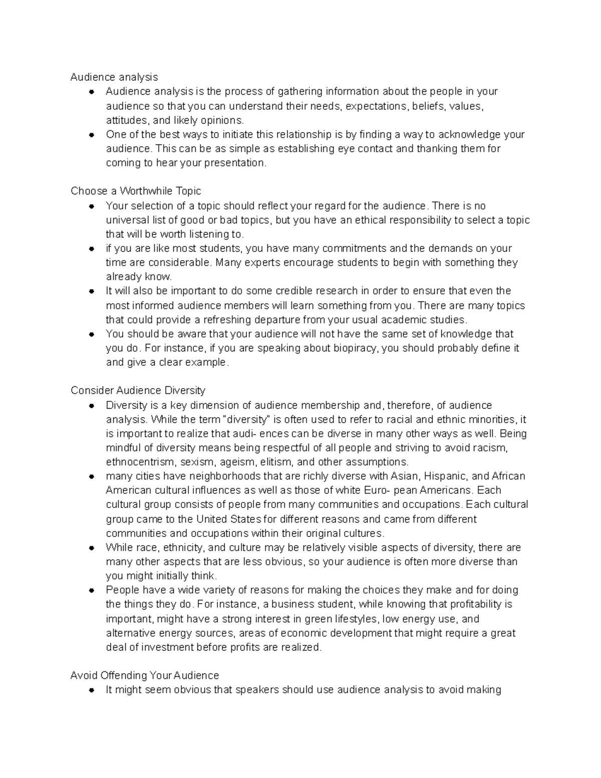 Chapter 4 - The Importance of listening - Audience analysis Audience ...