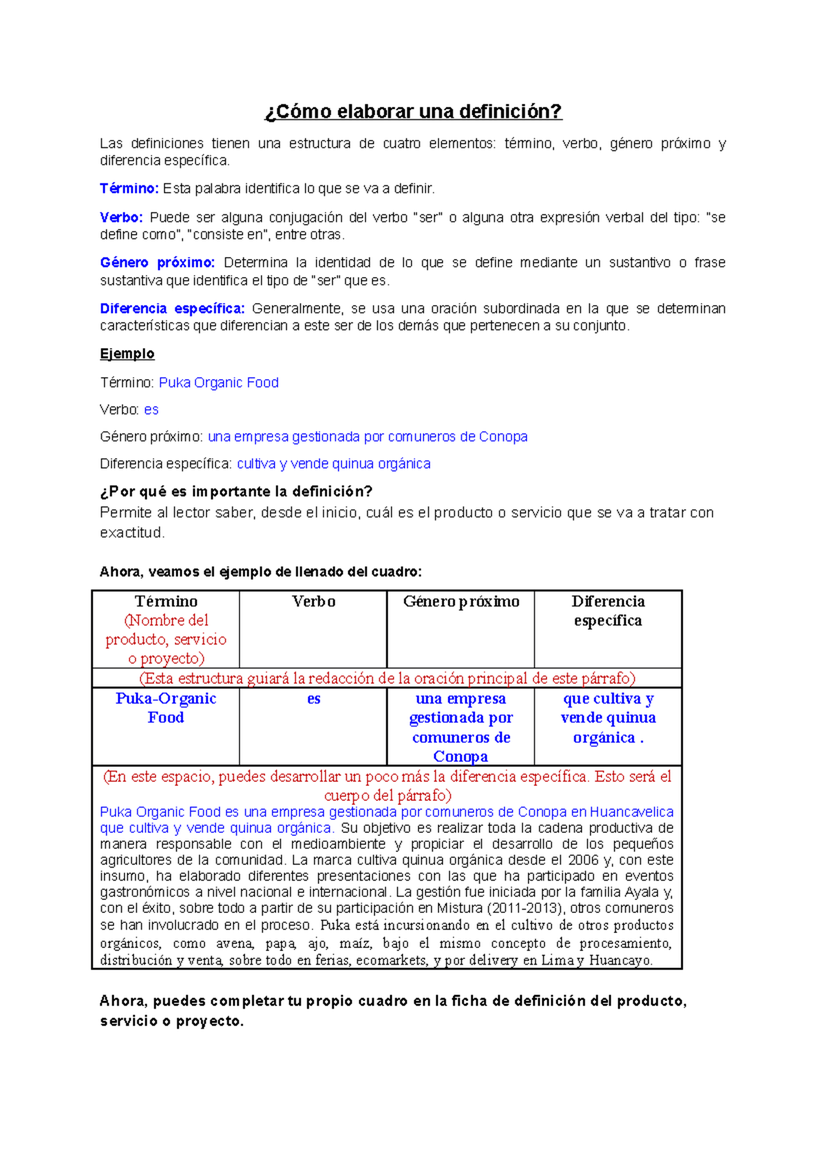 Ejemplo de definición - comprension y produccion de lenguaje II ... Ejemplo de definición - comprension y produccion de lenguaje II ...