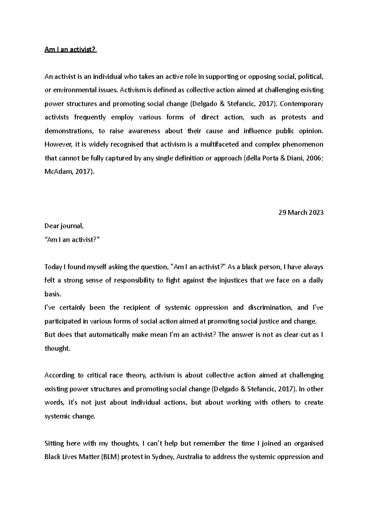 Case study- community and social action - Am I an activist? An activist ...