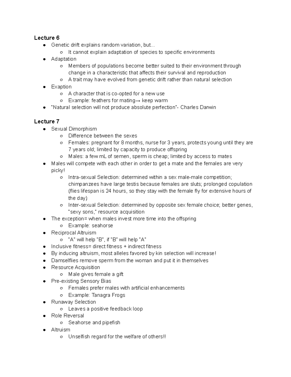 Evolution Lecture 6+7 - Lecture 6 Genetic drift explains random variation, but... It cannot ...