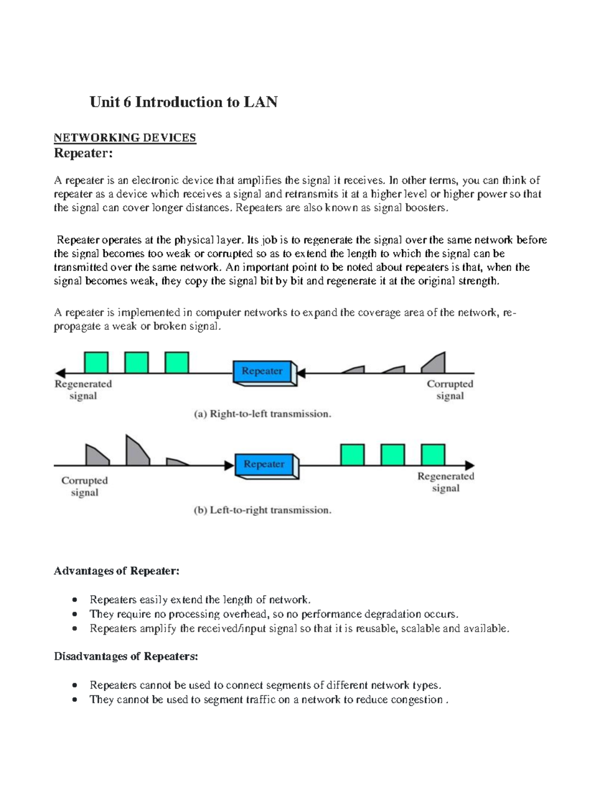 computer netowrk unit 6 notes - Unit 6 Introduction to LAN NETWORKING ...