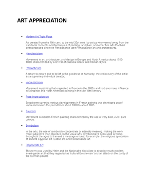 ART APP - Visual Arts - ART APPRECIATION TYPES OF VISUAL ARTS Paintings ...