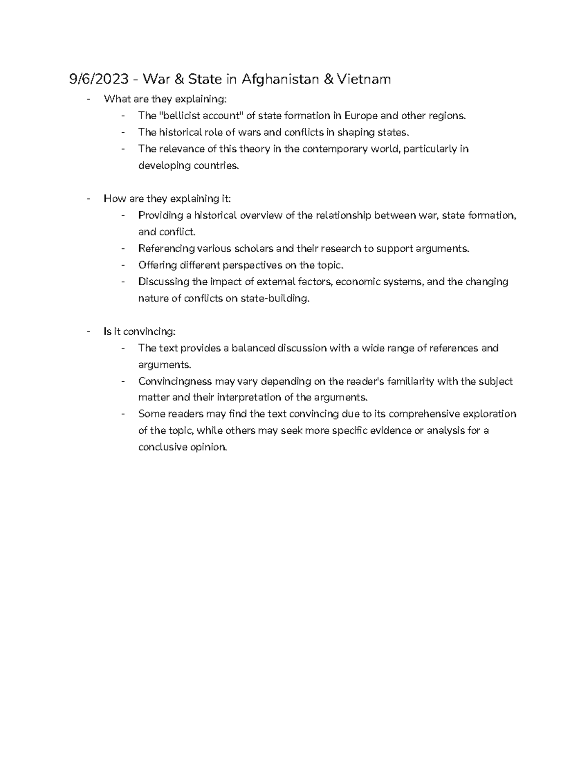 War in Vietnam Pre-Lecture Reading Notes - 9/6/2023 - War & State in ...