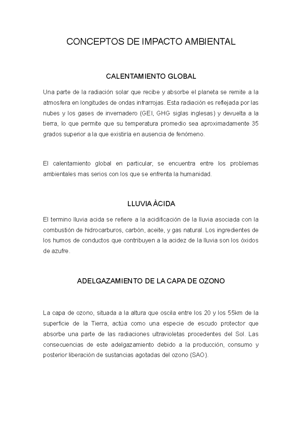 Conceptos DE Impacto Ambiental - CONCEPTOS DE IMPACTO AMBIENTAL ...