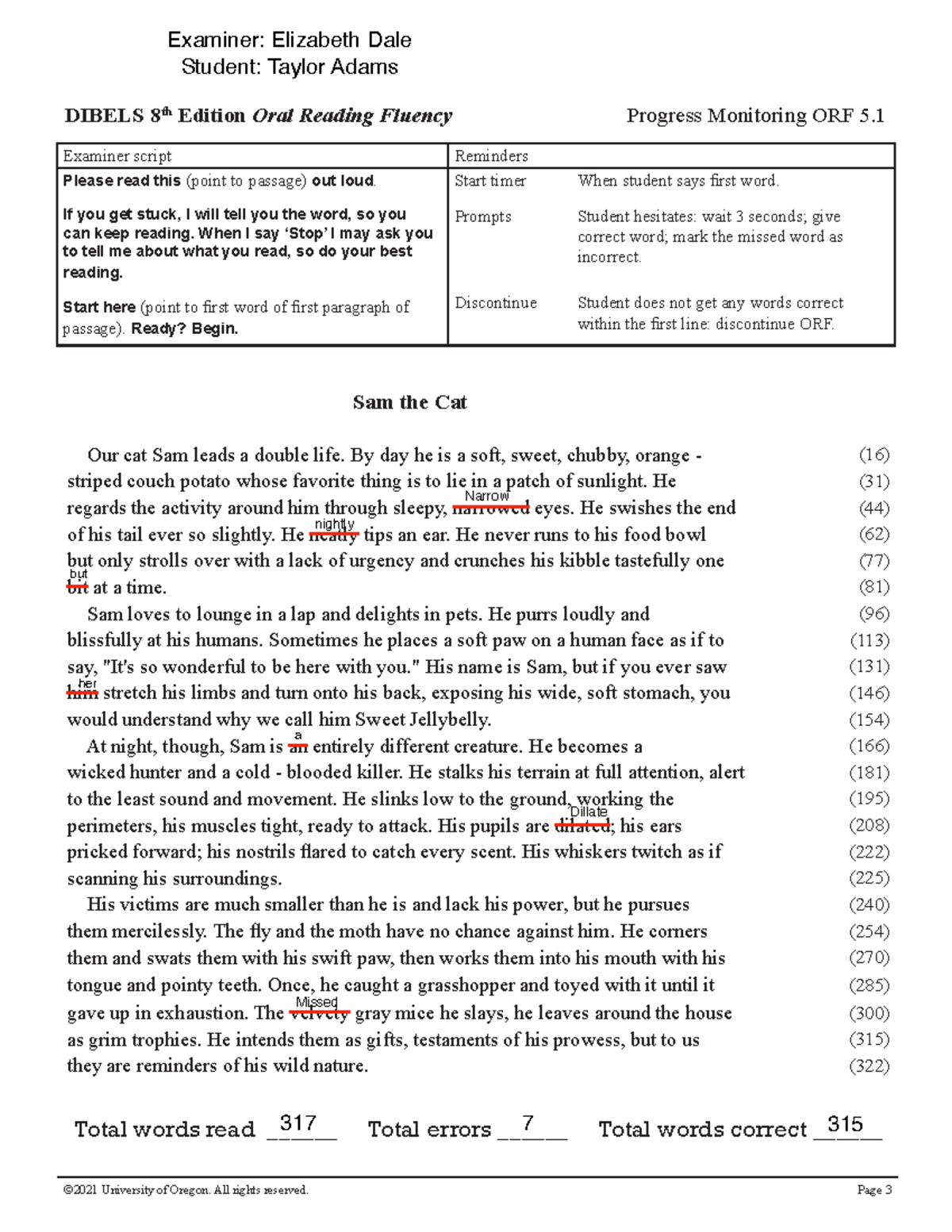 ORF 5th Grade Practice 2 - ©2021 University of Oregon. All rights ...