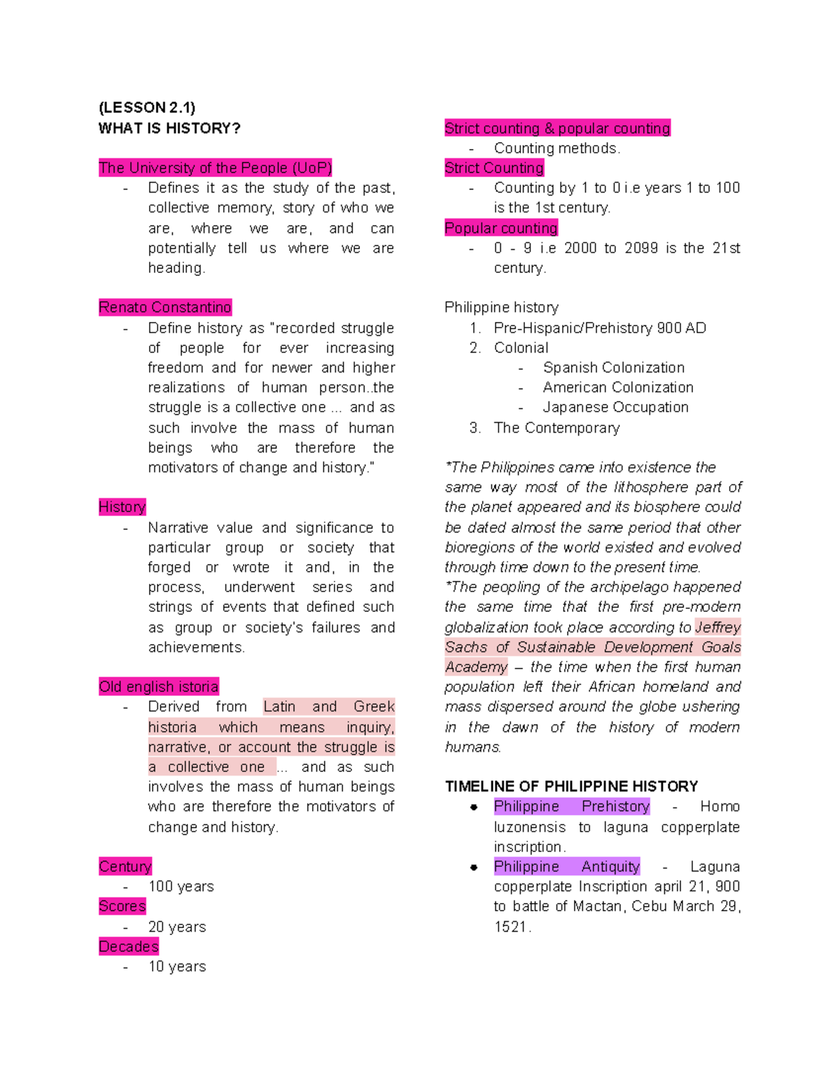 RPH- Reviewer - the goos - (LESSON 2) WHAT IS HISTORY? The University ...