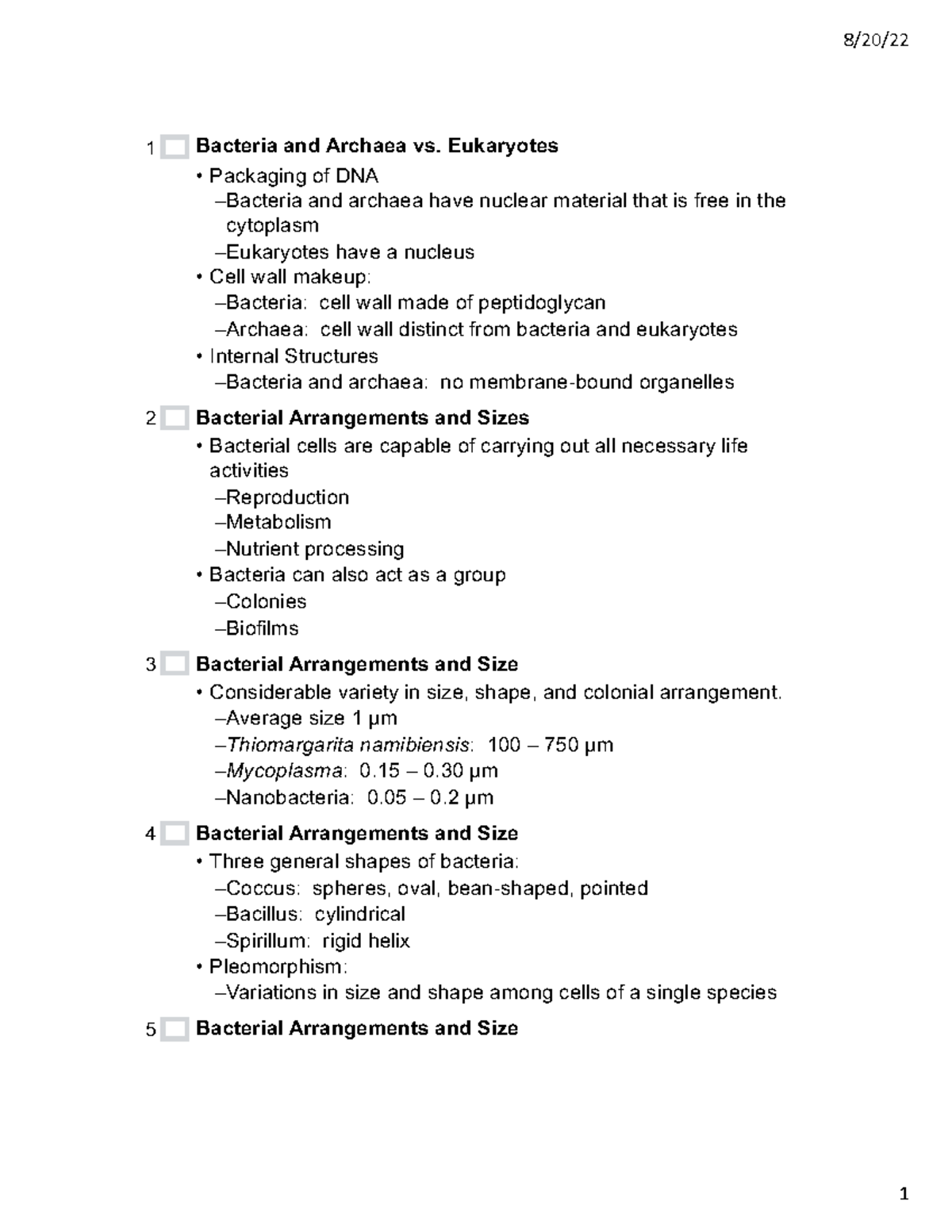 Bacteria and Archaea: Structures and Functions - Studocu
