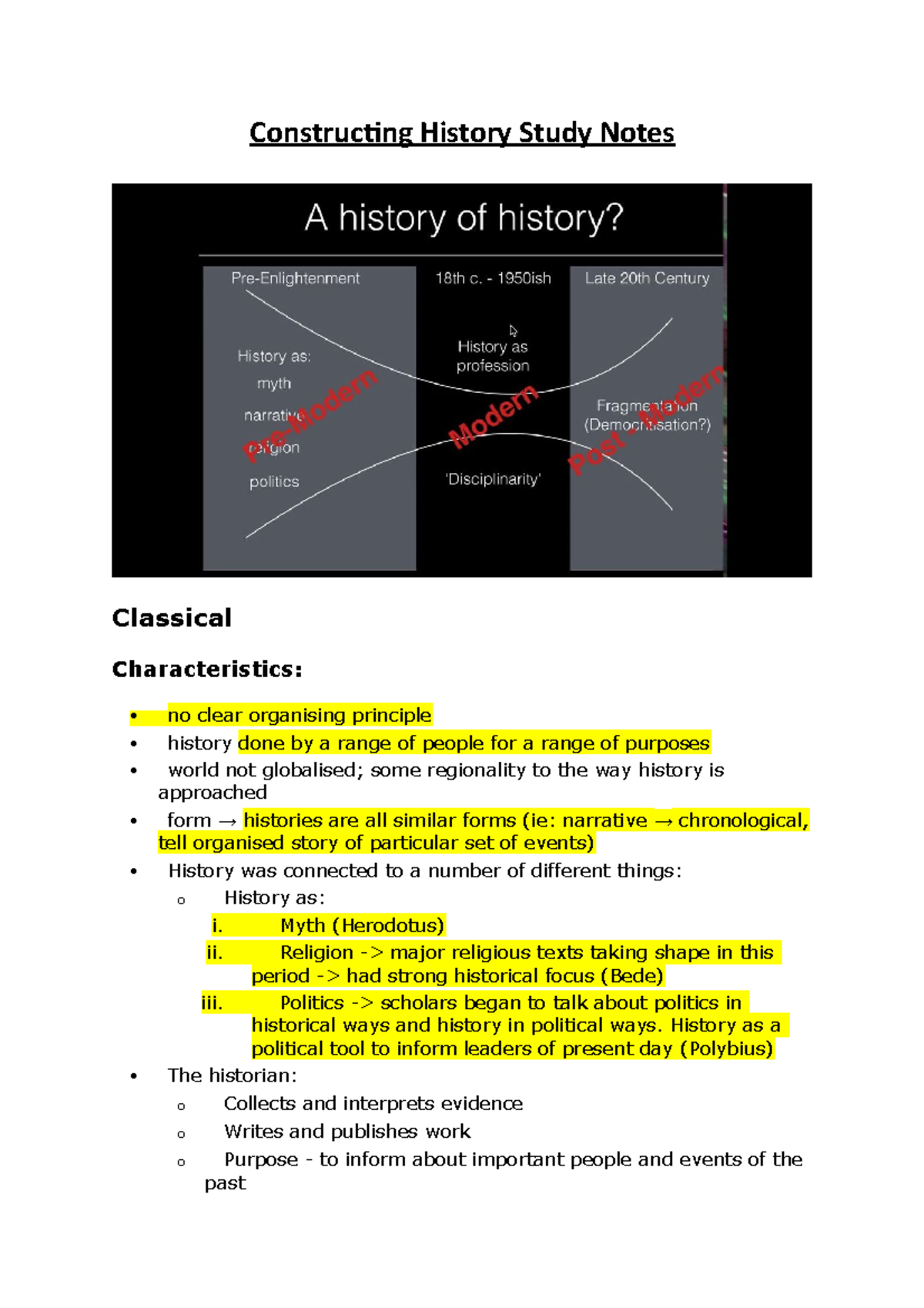 Q1 History Constructing History Notes - All of History - Constructing ...